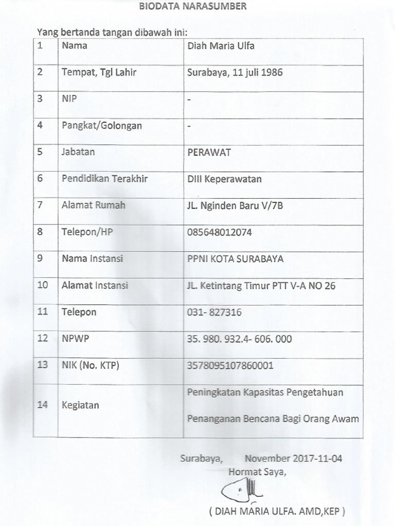 Biodata Narsum | PDF
