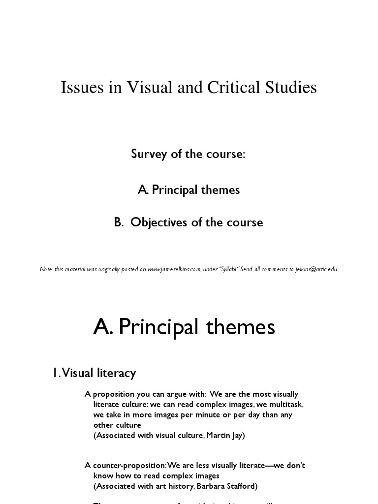Issues in Visual and Critical Studies: Survey of The Course: A ...