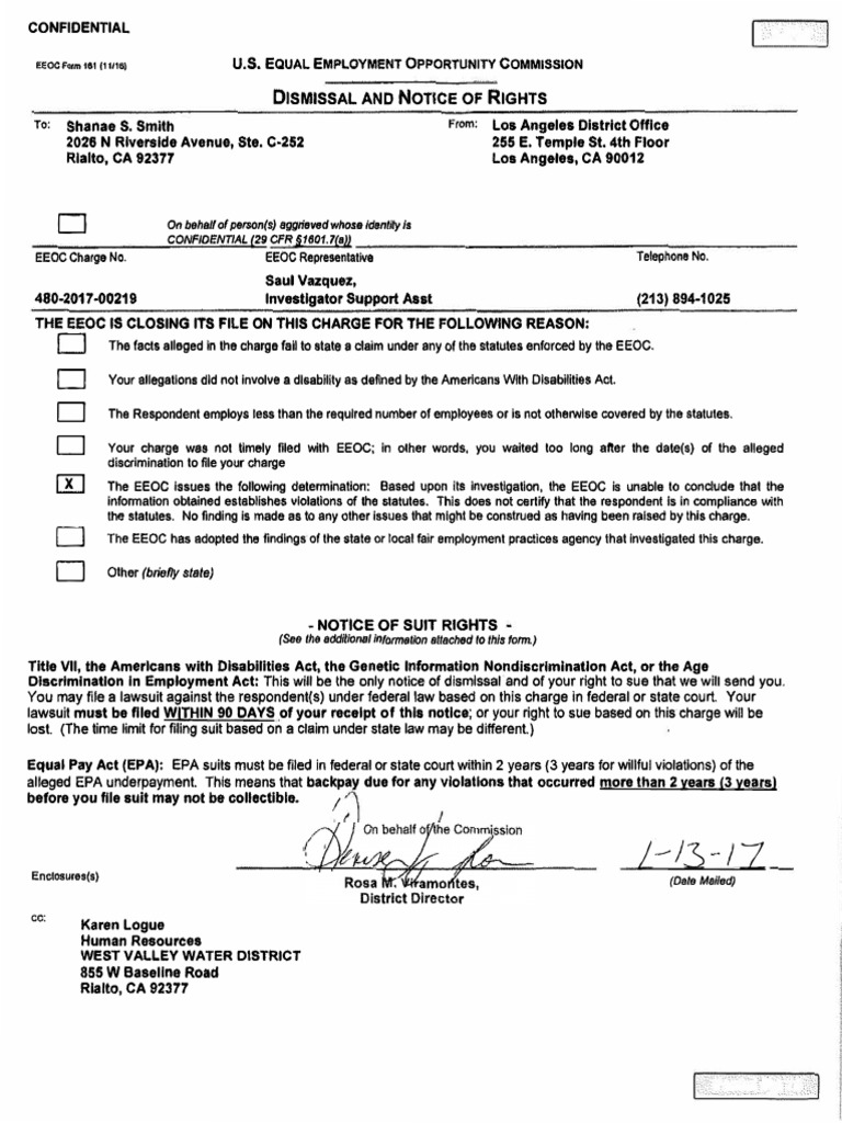 EEOC Dismissal and Notice of Rights | PDF | Equal Employment ...