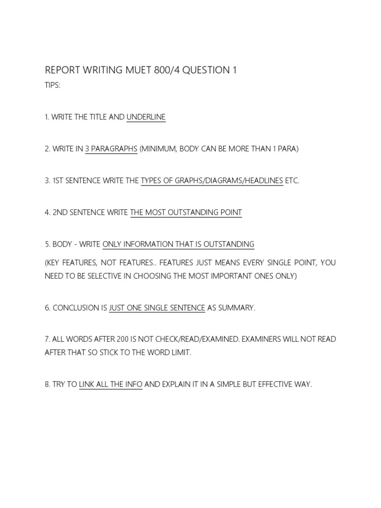 Report Writing Muet 800/4 Question 1 | PDF