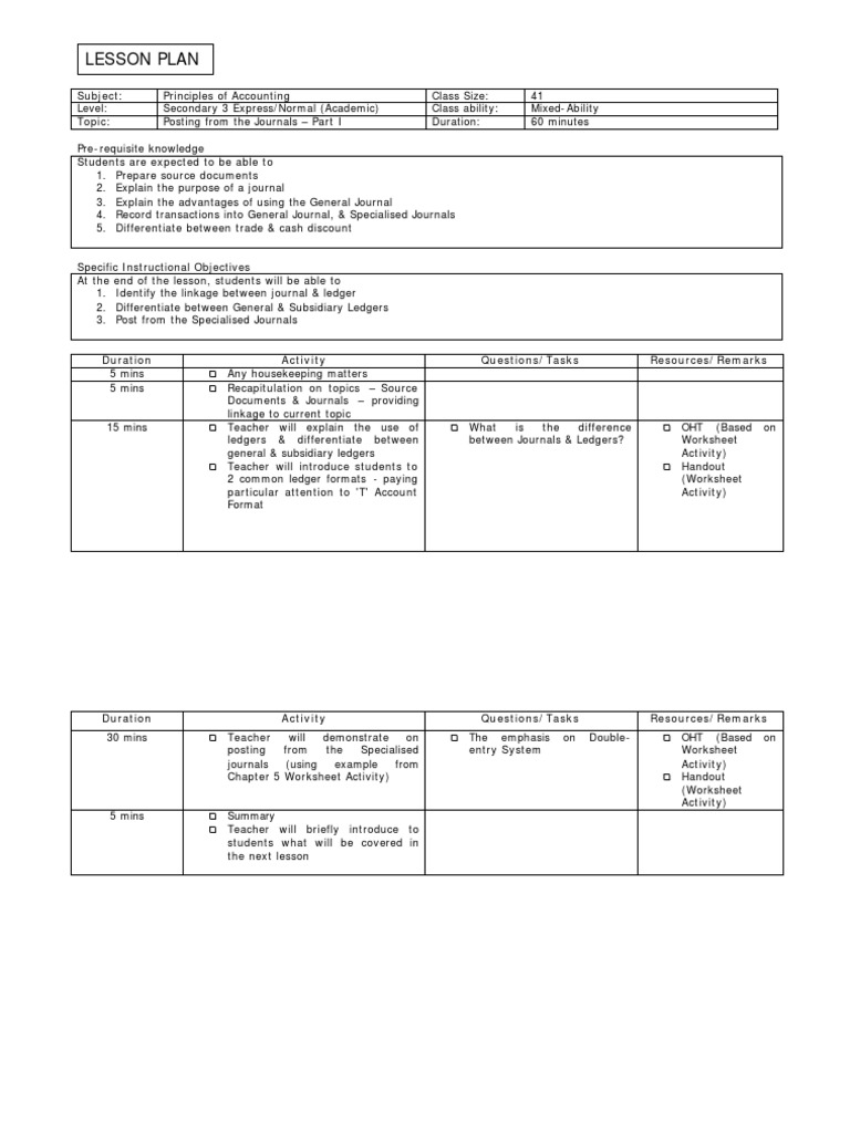 Lesson Plan: Duration Activity Questions/Tasks Resources/Remarks | PDF ...