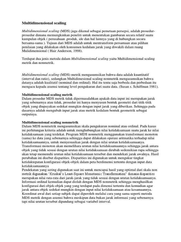 Ringkasan Dari Multidimensional Scaling | PDF