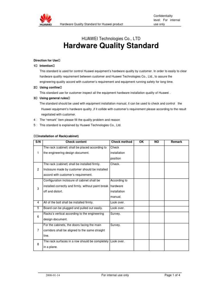 Hardware Quality Standard: HUAWEI Technologies Co., LTD | PDF ...