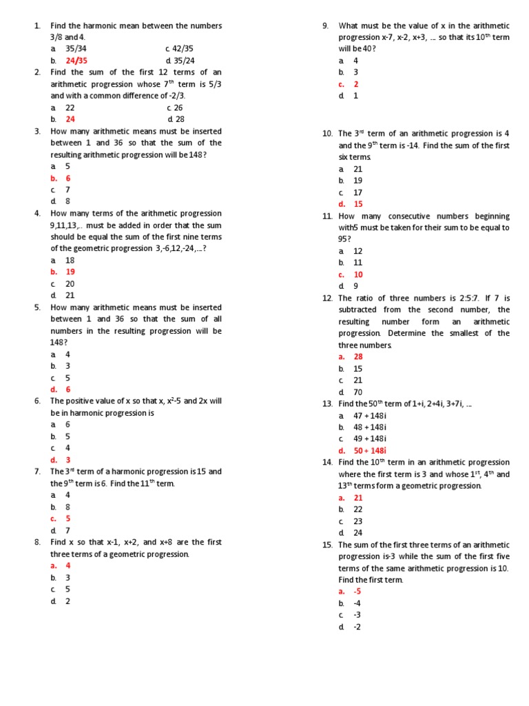 Sequence and Progression | PDF | Summation | Arithmetic