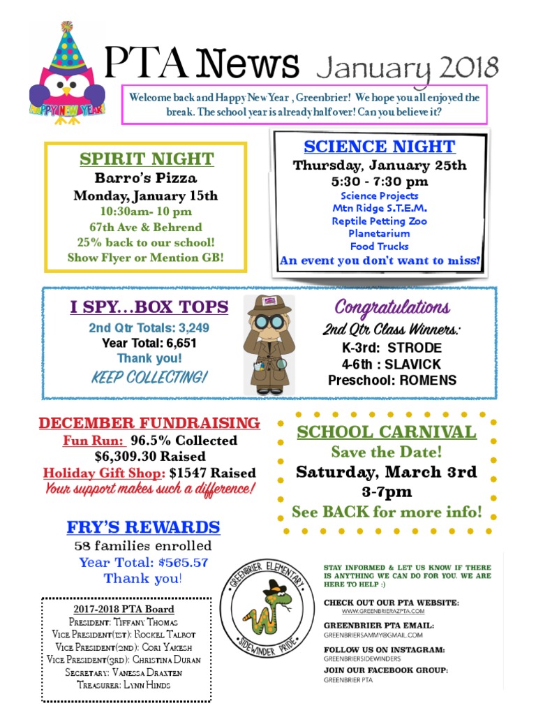 January Pta Newsletter | PDF