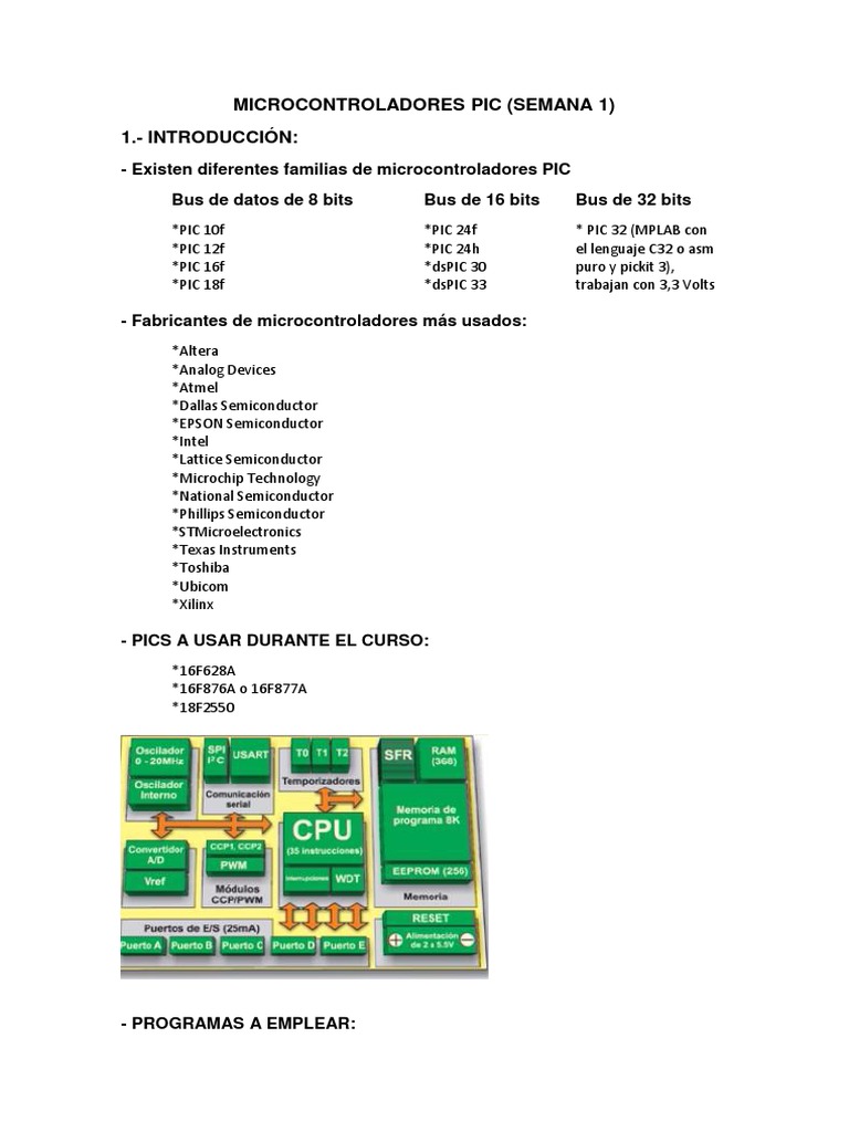 Microcontroladores Pic | PDF | Microcontrolador Pic | Microcontrolador