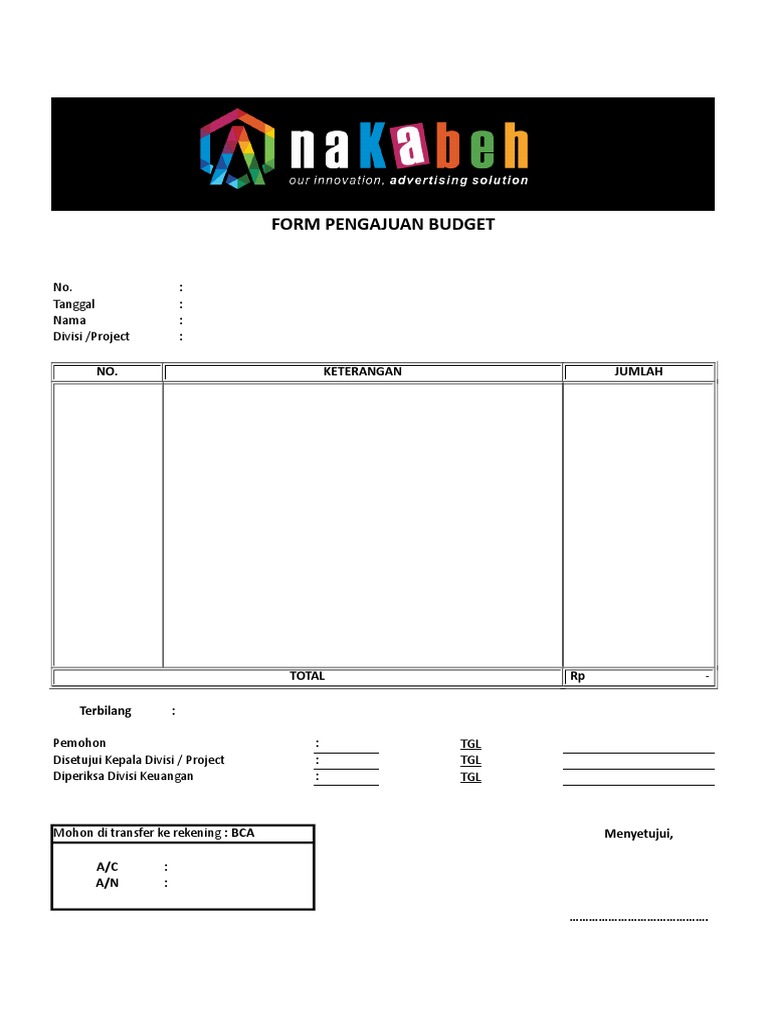 Form Pengajuan Budget | PDF