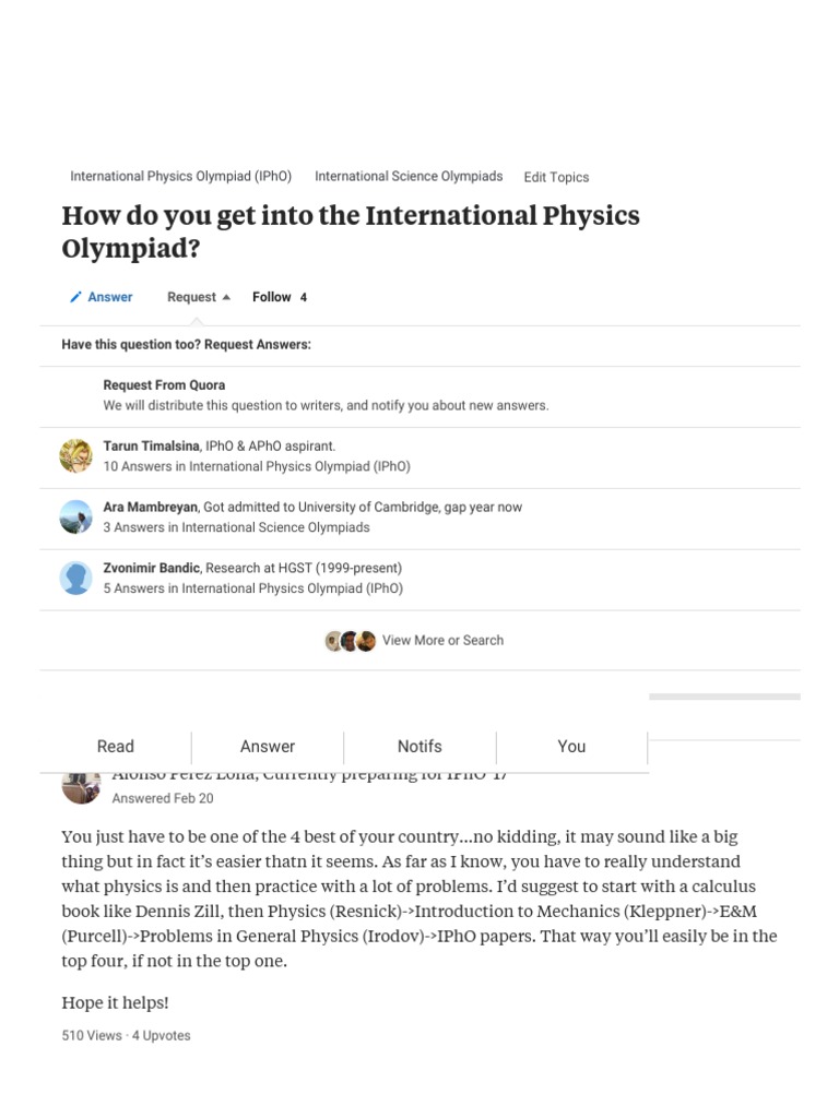 How To Get Into Ipho | PDF | Question | Physics