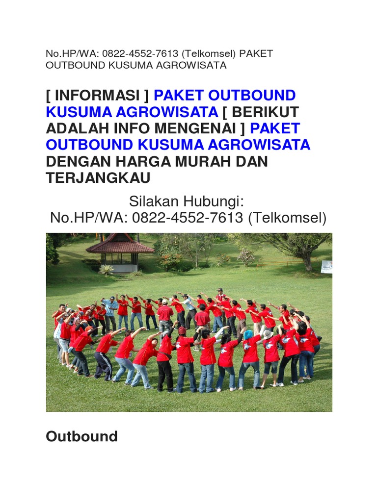 Paket Outbound Kusuma Agrowisata | PDF