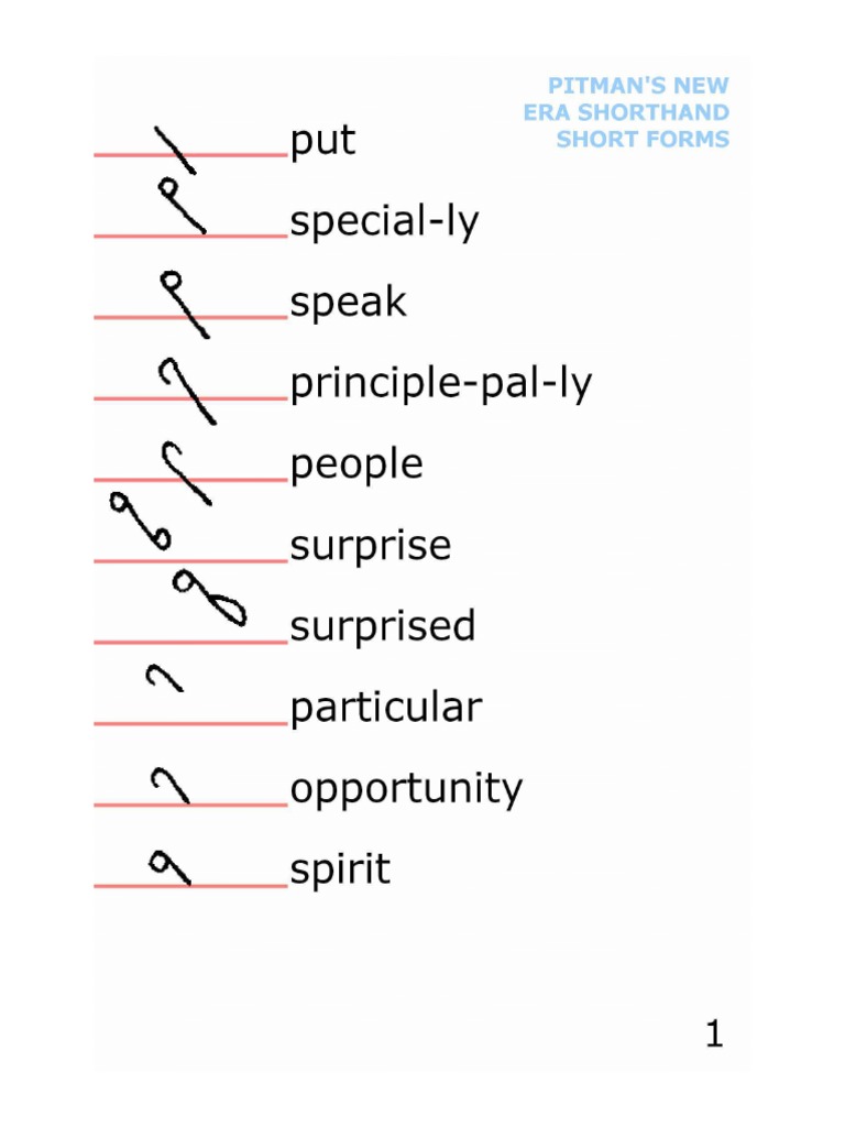 Pitman English Shorthand Shortforms Outlines | PDF Pitman English Shorthand Shortforms Outlines | PDF