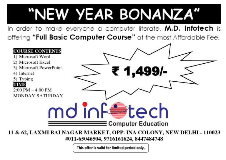 M.D. Infotech "Full Basic Computer Course" | PDF