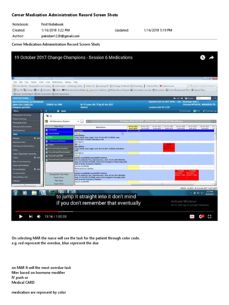 Cerner Medication Administration Record Screen Shots | PDF