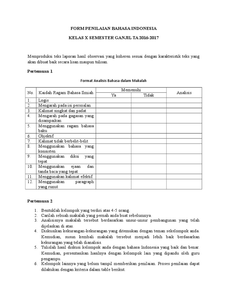 FORM PENILAIAN Laporan Hasil Observasi | PDF