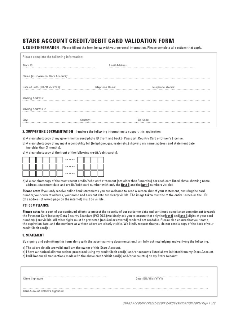 1 Credit Card Validation Form En Pdf Payment Card Industry Data Security Standard