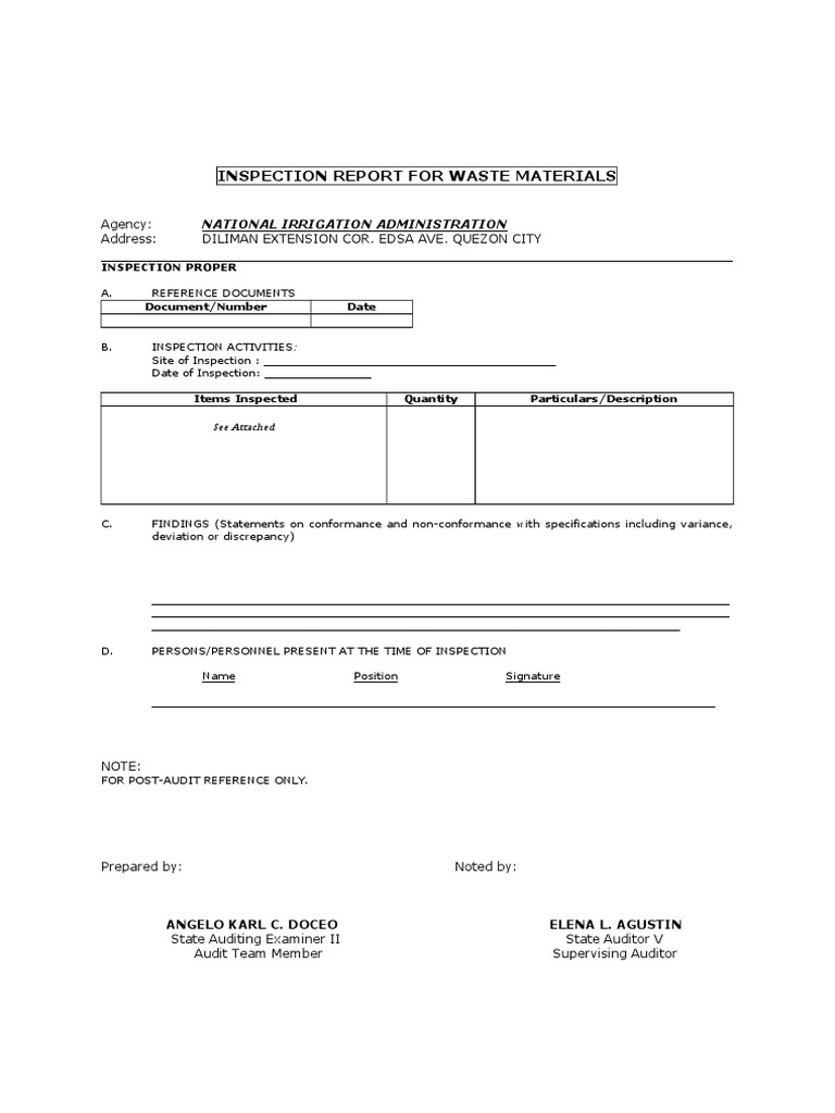 Inspection Report Blank | PDF | Business