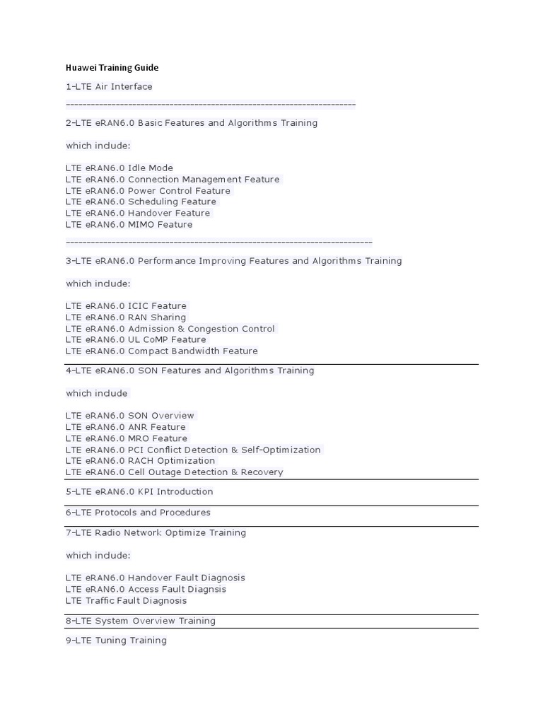 Huawei Training Guide | PDF | Lte (Telecommunication) | Wireless
