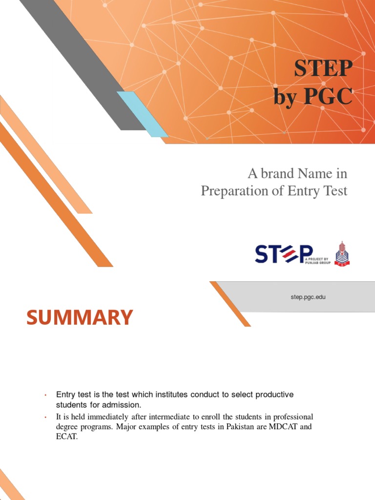 Entry Test - STEP by PGC | PDF | Medical College Admission Test ...