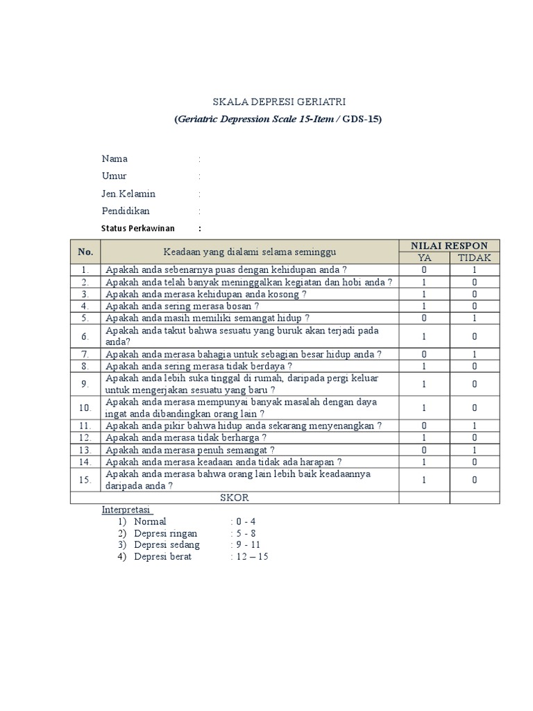 Skala Depresi Lansia | PDF