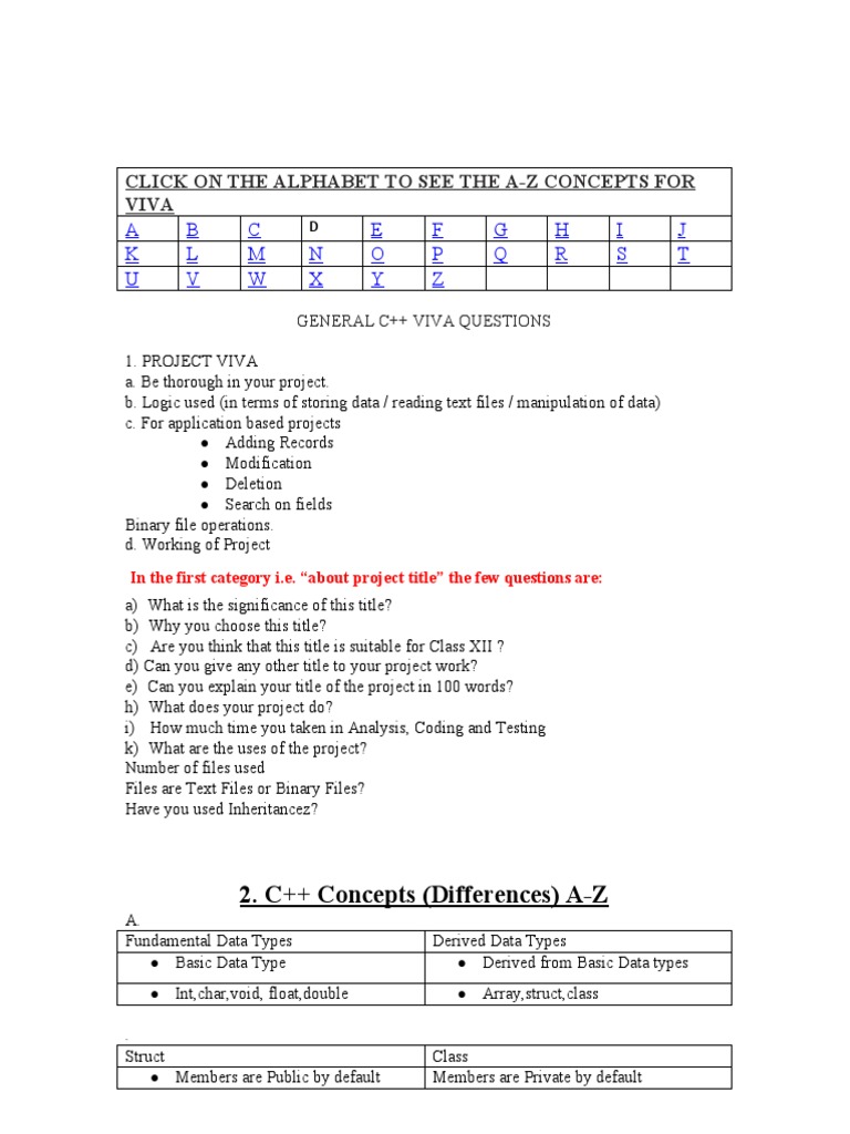 Class XII Computer Science VIVA Questions | PDF | C++ | Software ...