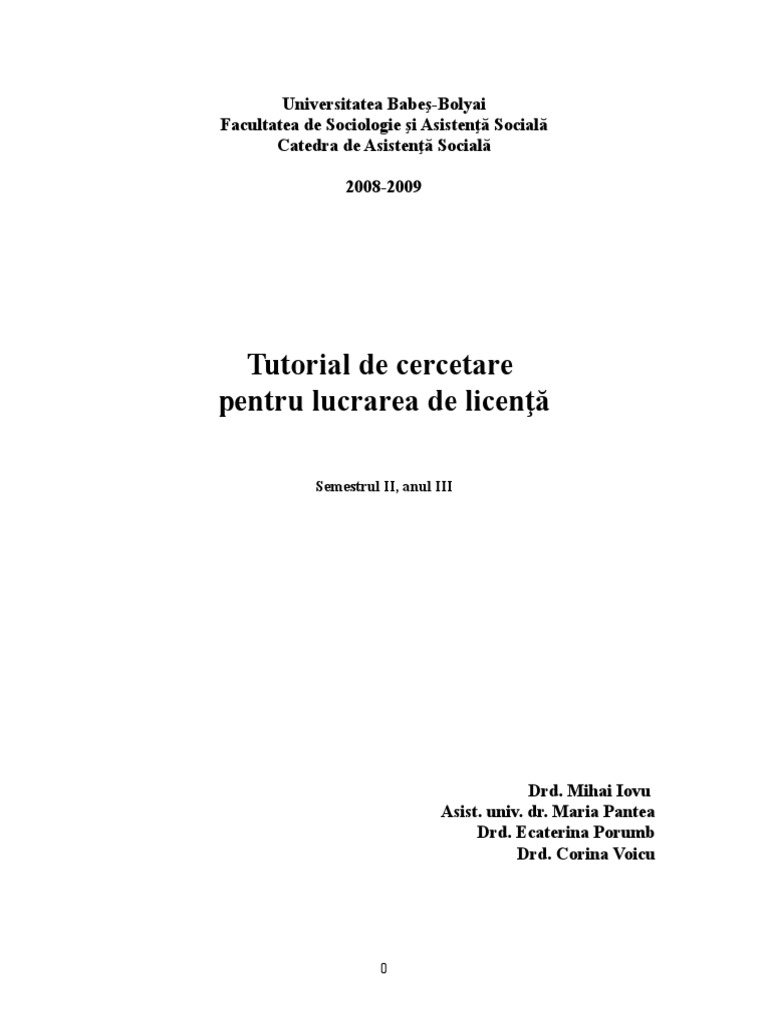 Tutorial de Cercetare Pentru Lucrarea de Licenta