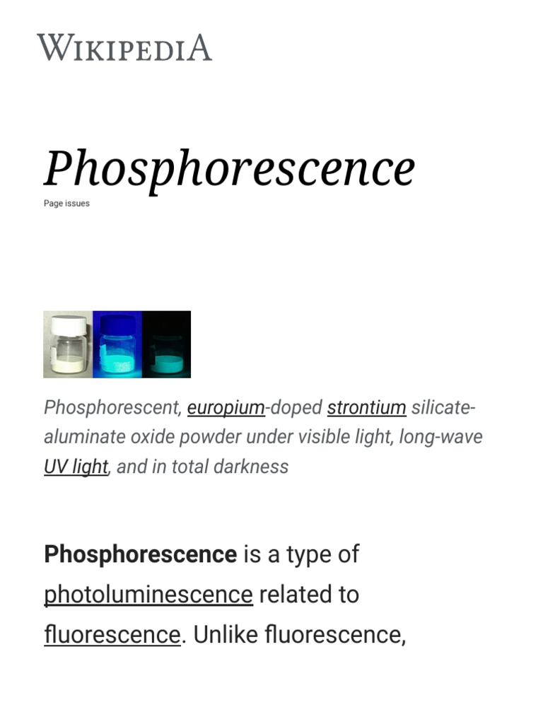 Phosphorescence: Glow in the Dark Pigments | PDF | Modern Physics ...