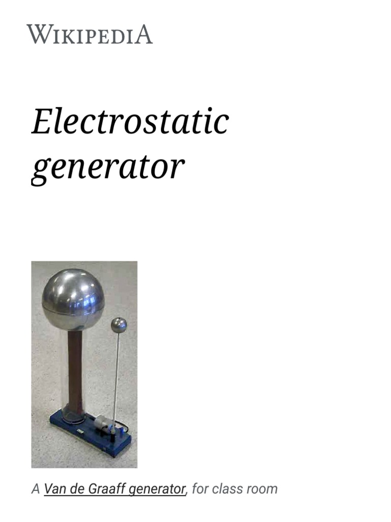 Electrostatic Generator | PDF | Physical Quantities | Electrostatics