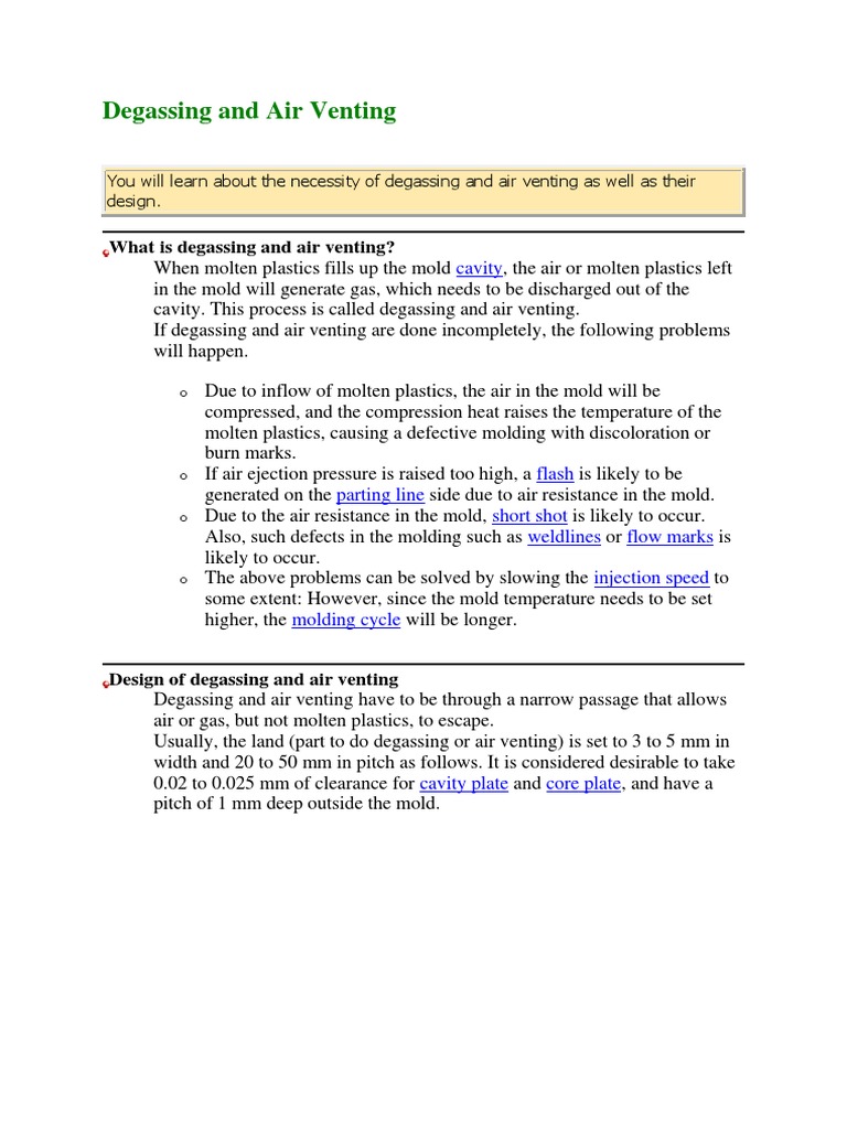 Degassing and Air Venting | PDF | Technology & Engineering