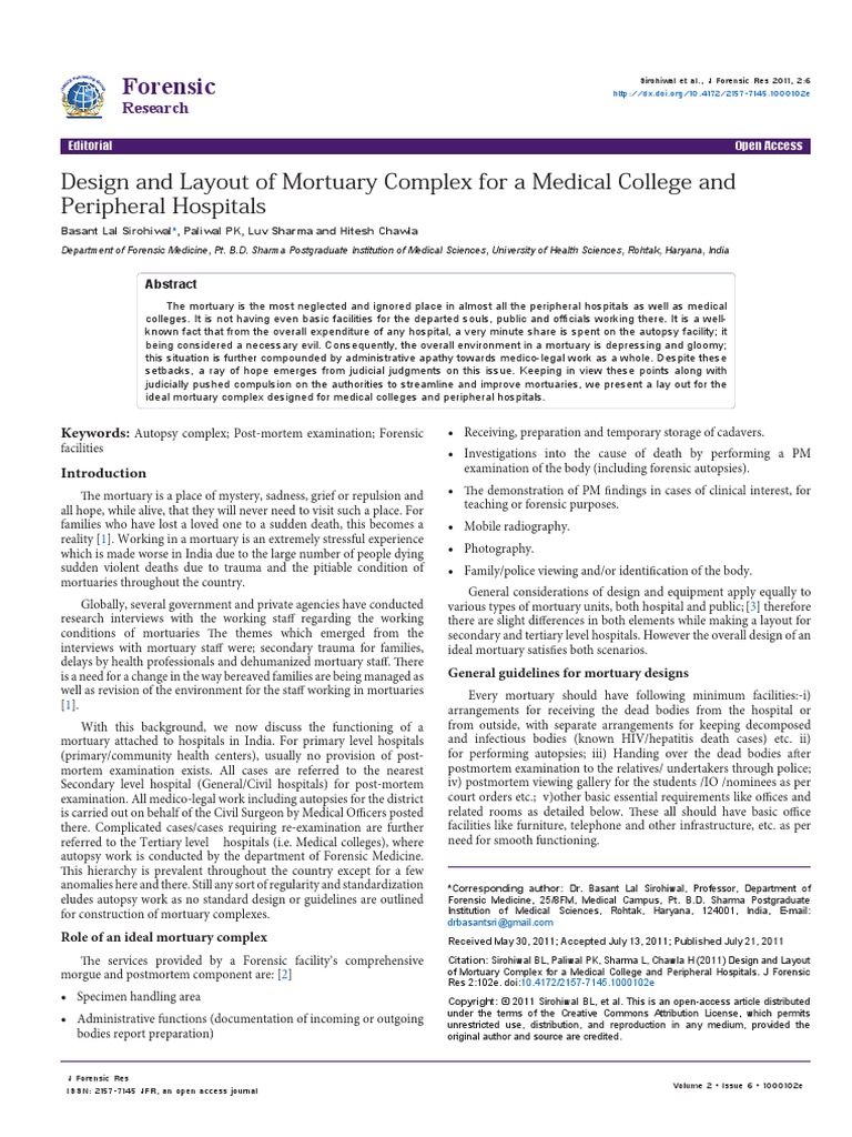 Design and Layout of Mortuary Complex For A Medical College and ...