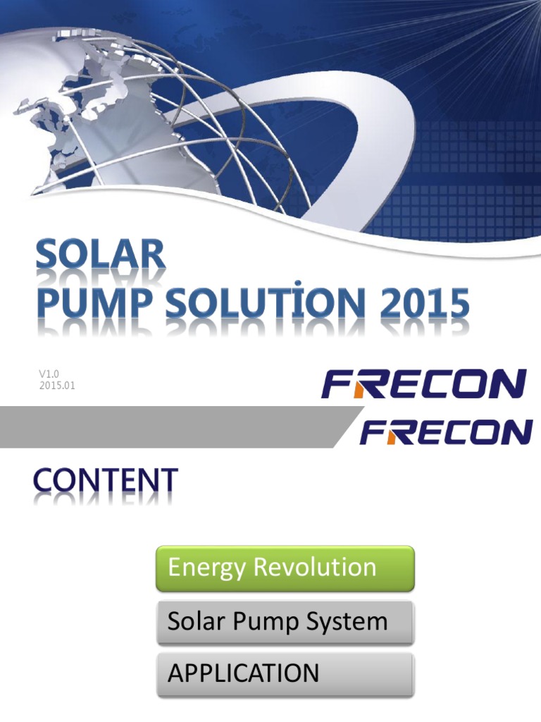FRECON Solar Pump Solution 2016 en V1 0.1 | PDF | Solar Power | Solar Panel