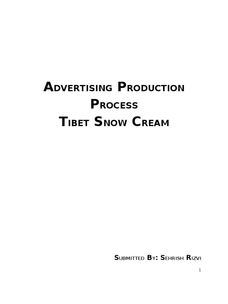 Tibet Snow Cream TV Commercial Process | PDF | Television Advertisement ...