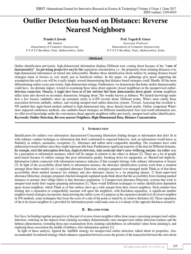 Outlier Detection Based On Distance Concentration: Reverse Nearest ...