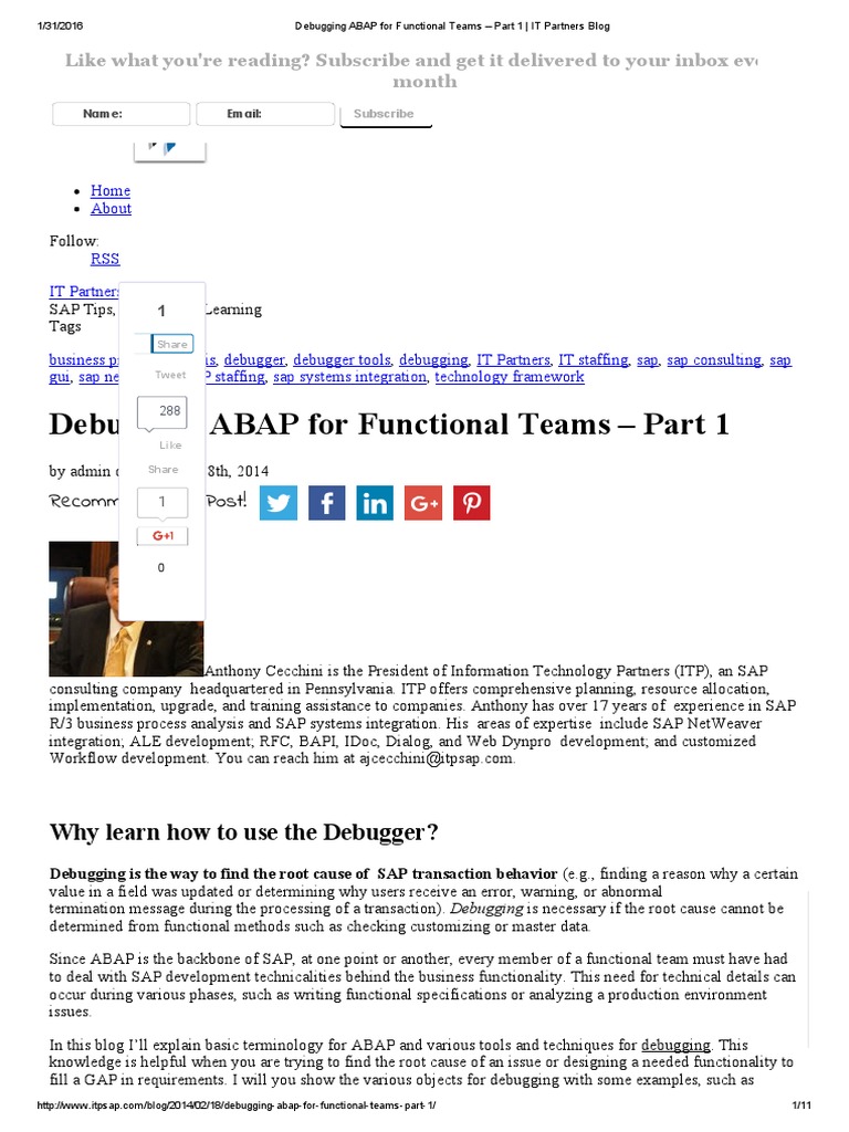 Debugging ABAP For Functional Teams - Part 1 - IT Partners Blog | PDF ... Debugging ABAP For Functional Teams - Part 1 - IT Partners Blog | PDF ...