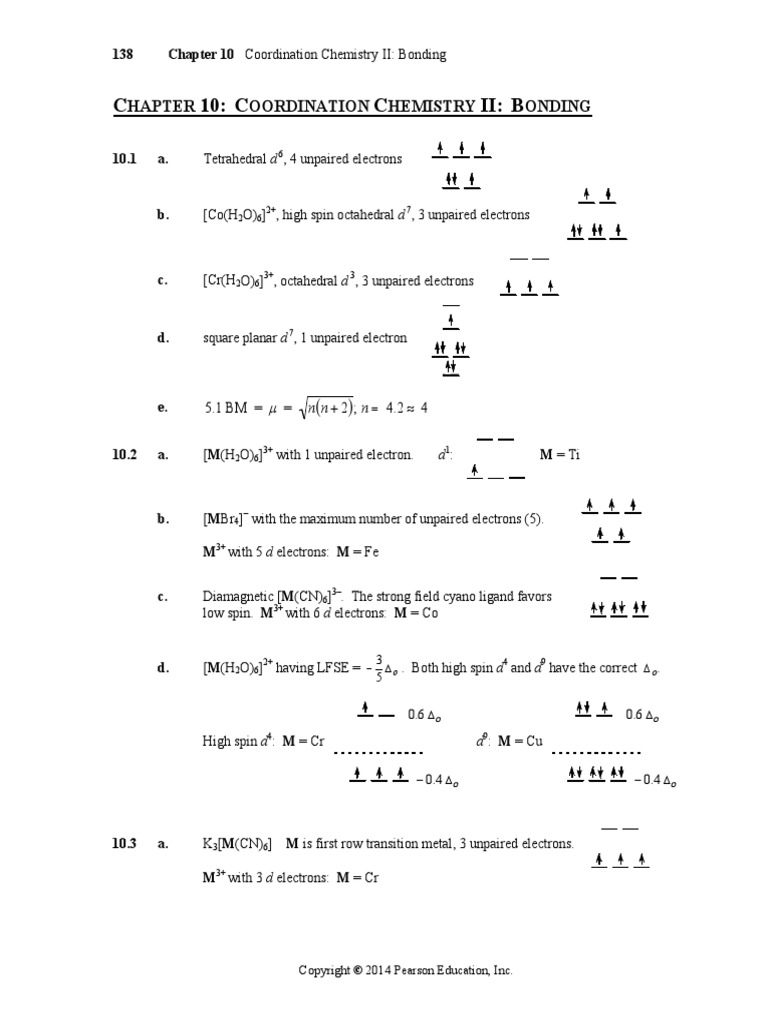 CH 10 Solutions PDF | Descargar gratis PDF | Coordination Complex | Molecular Orbital
