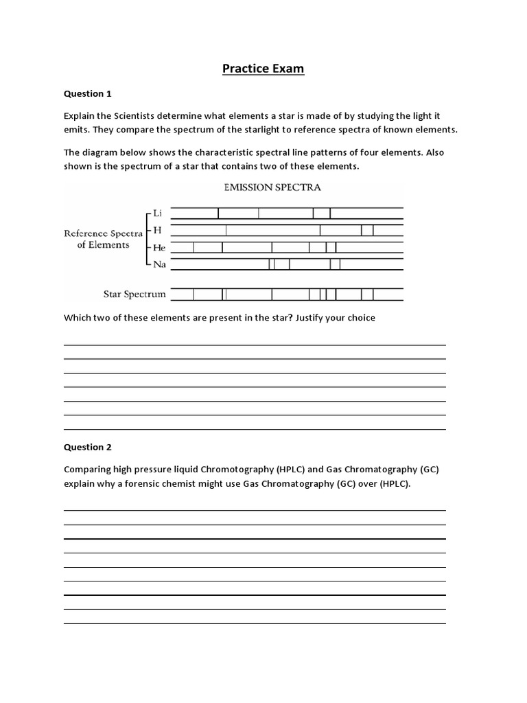 Practice Exam Forensic Chemistry | PDF | Chromatography | Gas ...