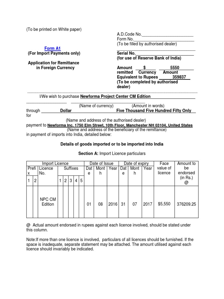 Form A1 | PDF | Invoice | Government