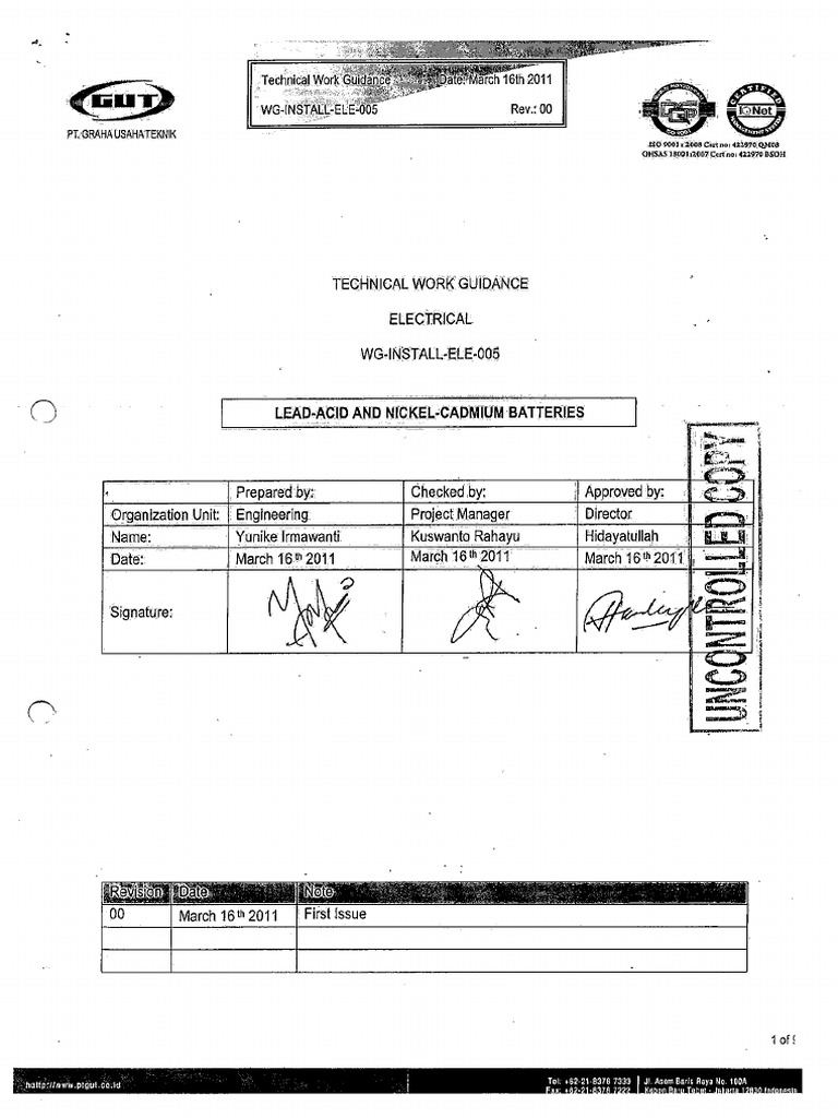 Technical Work Guidance GUT - Batteries | PDF | Galvanization | Screw