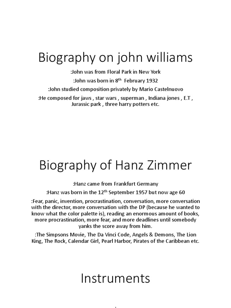 Biography On John Williams | PDF