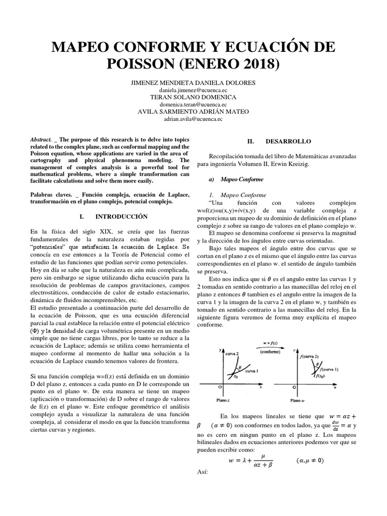 Mapeo Conforme y Ecuación de Poisson | PDF | Ecuaciones | Número complejo