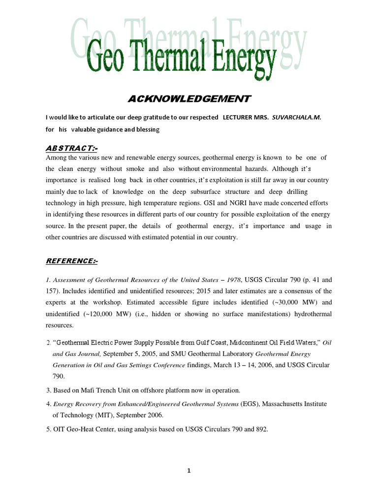 Geothermal Report | PDF