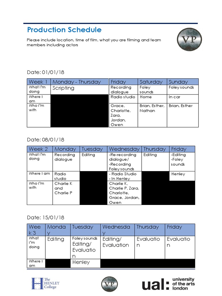 Production Schedule | PDF