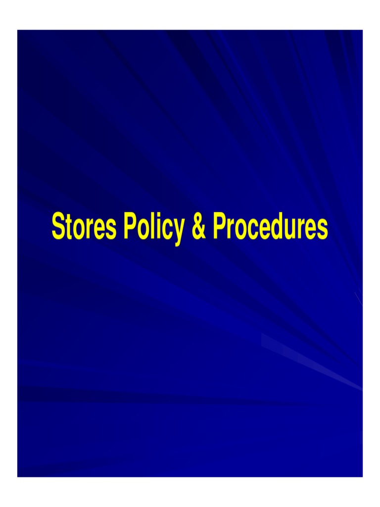 Stores Policy Procedures | PDF | Receipt | Service Industries