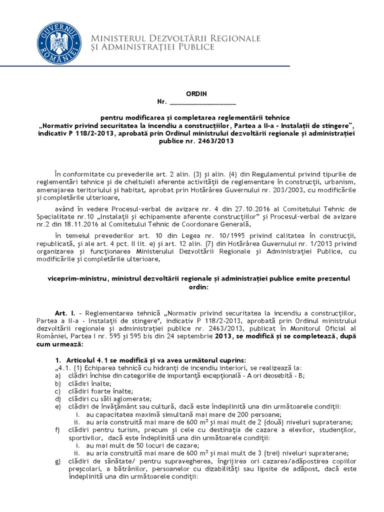 Proiect Ordin Modificare P 118 - 2 | PDF