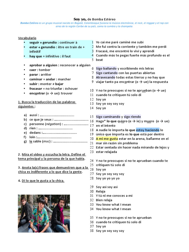 Soy Yo de Bomba Estereo | PDF | Ocio | Entretenimiento (general)