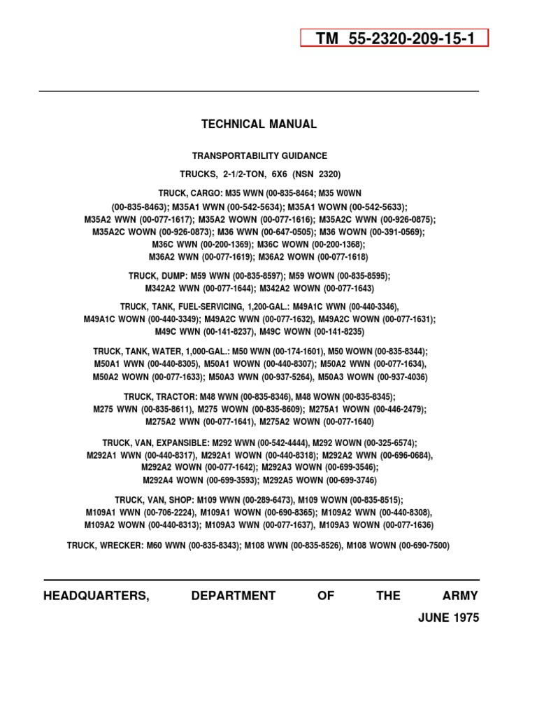 TM55 2320 209-15-1 Transportability Guid 2.5to M35 Series | PDF | Motor ...