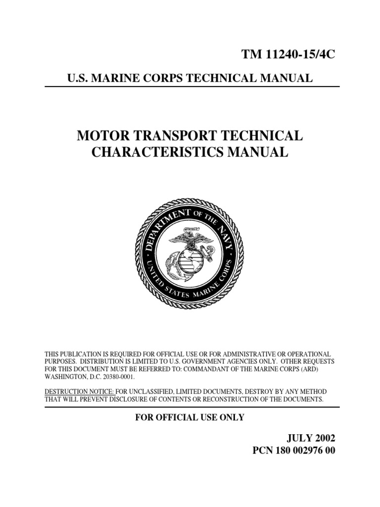 TM 11240 15 4C Motor Transport Technical Characteristics Manual | PDF ...