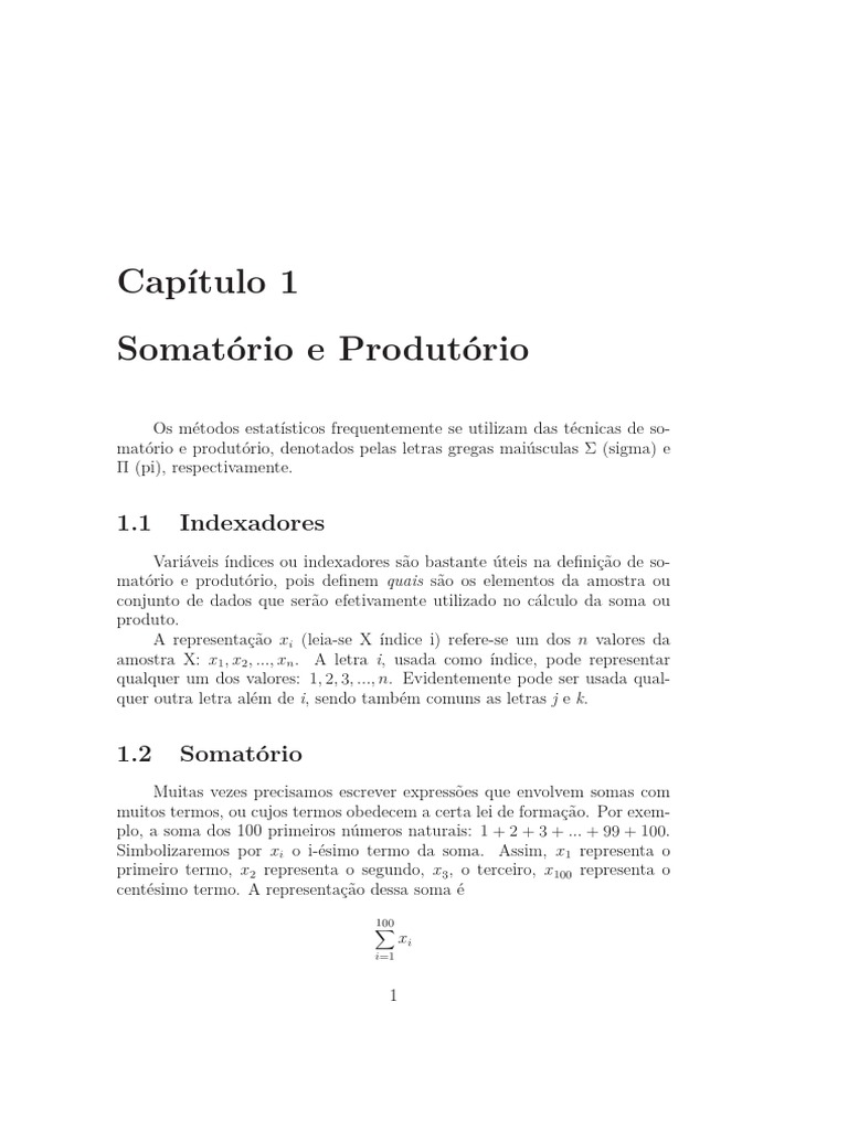 Cálculos estatísticos com somatório e produtório | PDF | Somatório ...