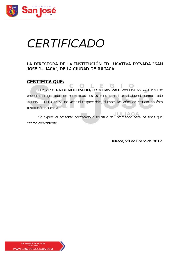 Certificado de Buena Conducta | PDF | Business