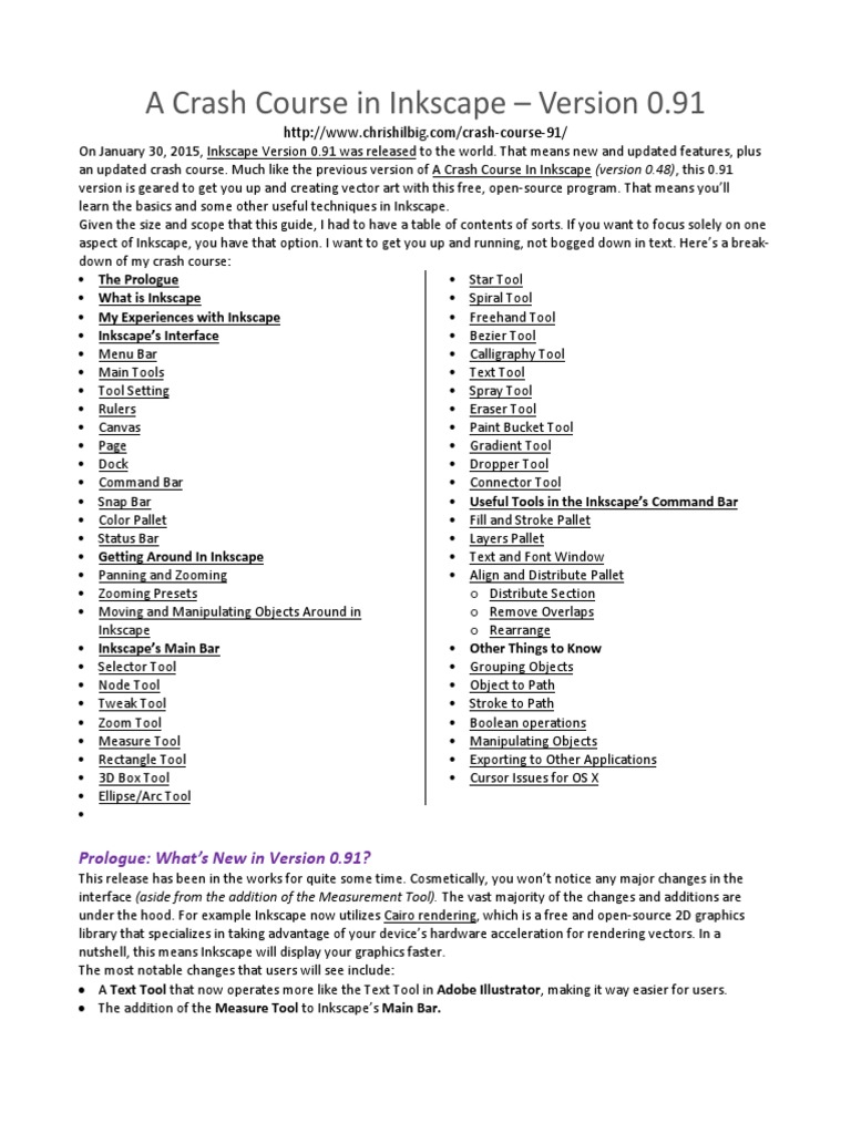 A Crash Course In Inkscape Version 0 91 Pdf Adobe Illustrator