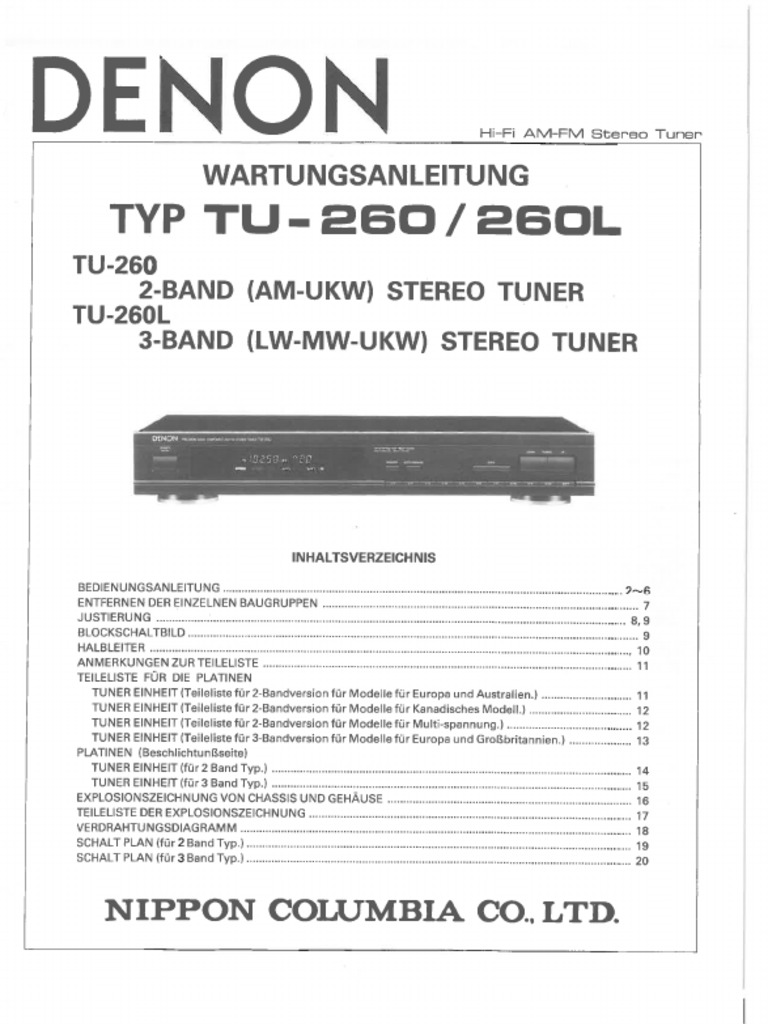 Hfe Denon Tu-260 260l Service de | PDF