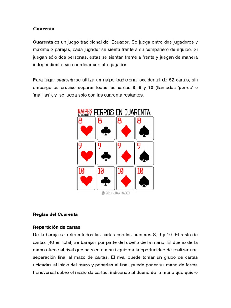 Cuarenta | PDF | Jugando a las cartas | Ocio
